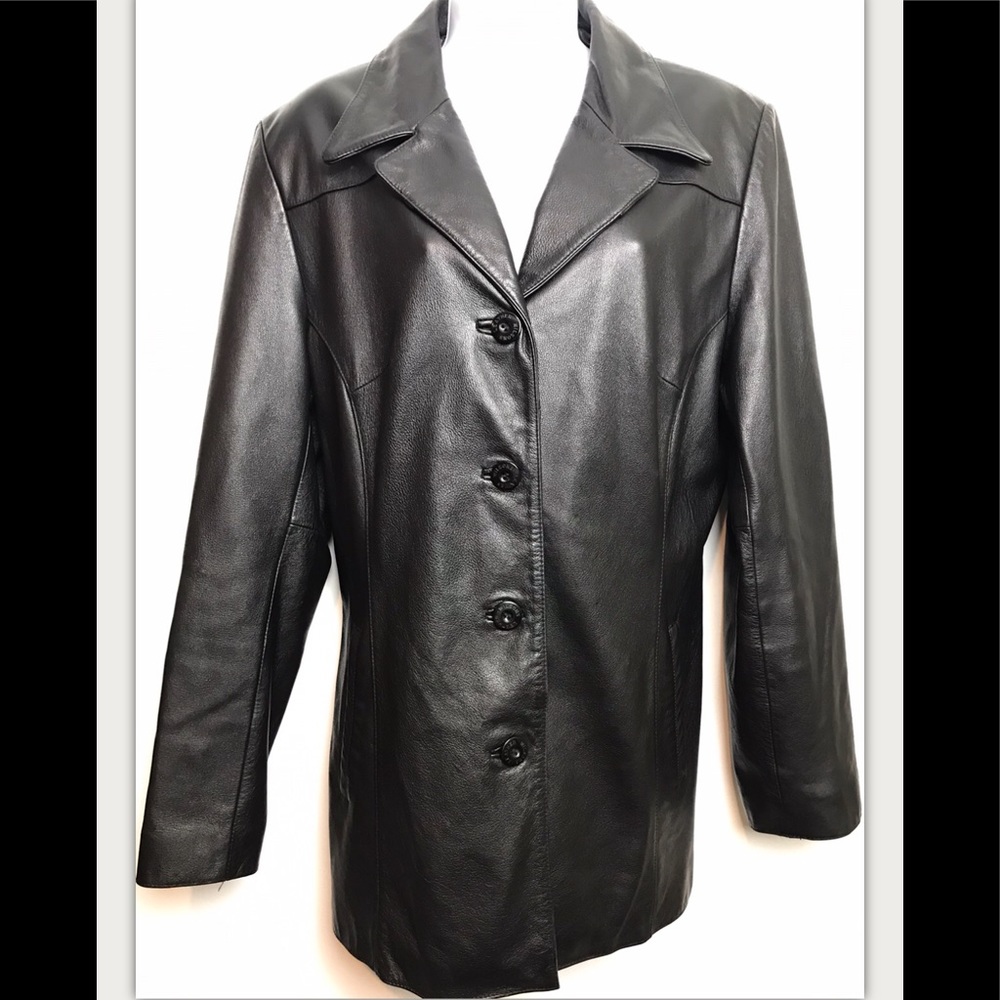 Wilson Leather Black Coat Split Collar Lined - Gem